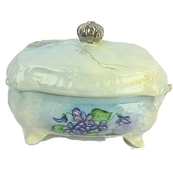 Unbranded | Accents | Romantic Vintage Charm Trinket Box Footed Purple ...